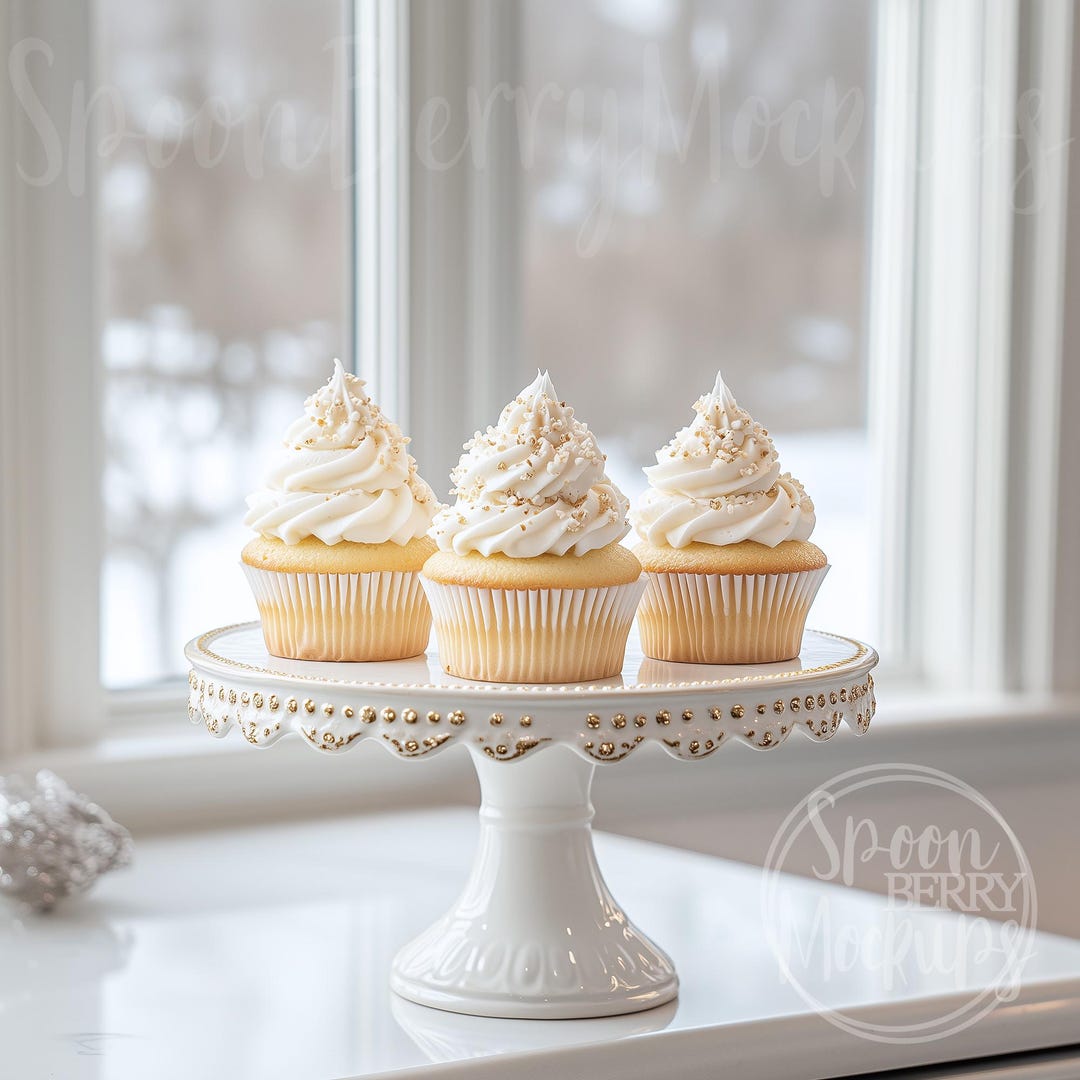 Cupcake Mockup, Birthday Blank White Dessert Mock Up, Instant Digital ...