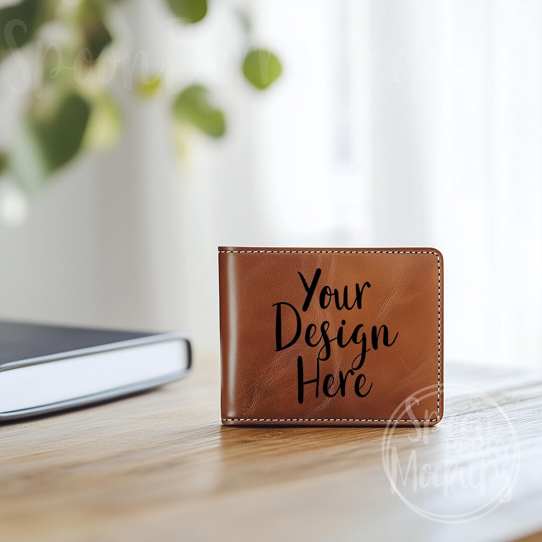 Leather Wallet Mockup, Design Display Sell Photo, Blank Light Brown ...