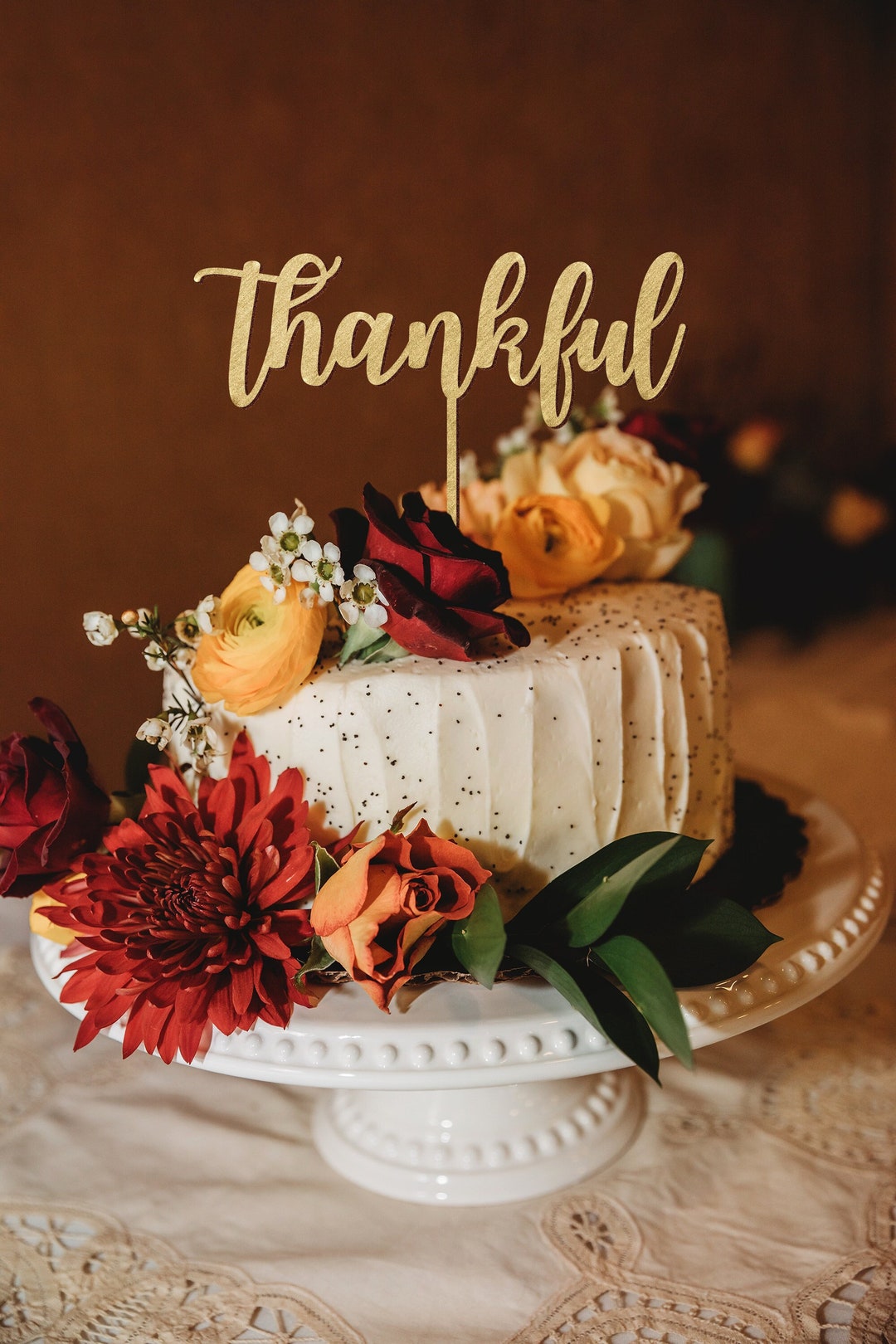 Thankful Cake Topper Wooden Personized Name Topper Custom - Etsy