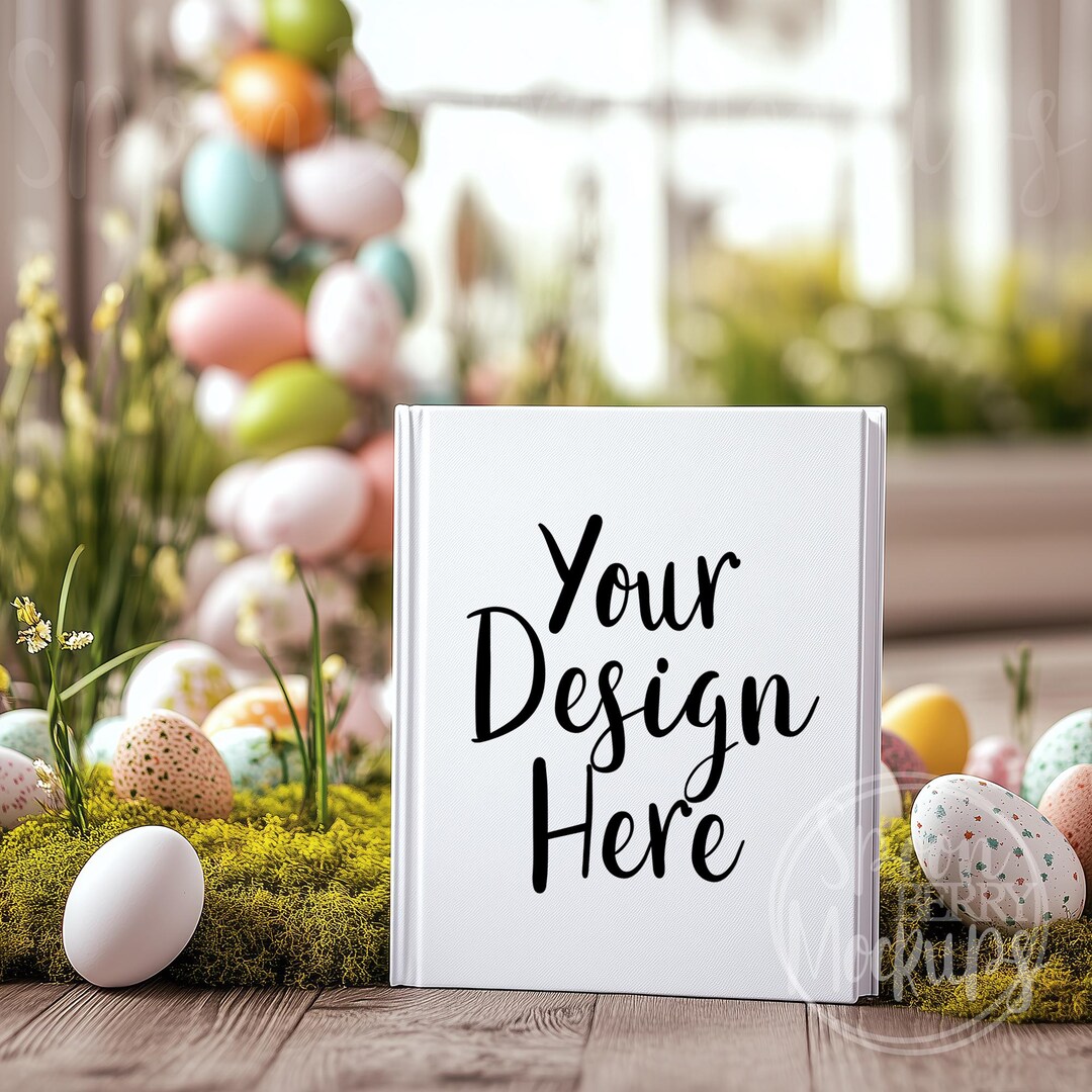 Easter Book Cover Mockup, Design Display Sell Photo, White Journal ...