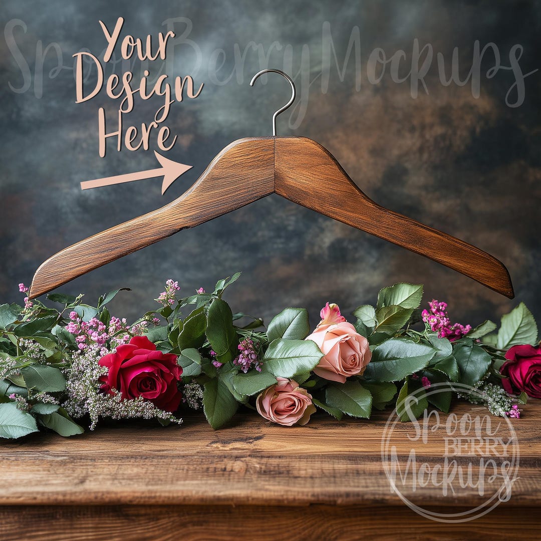 Wood Cloth Hanger Mockup, Wooden Blank Mock Up, Instant Digital ...