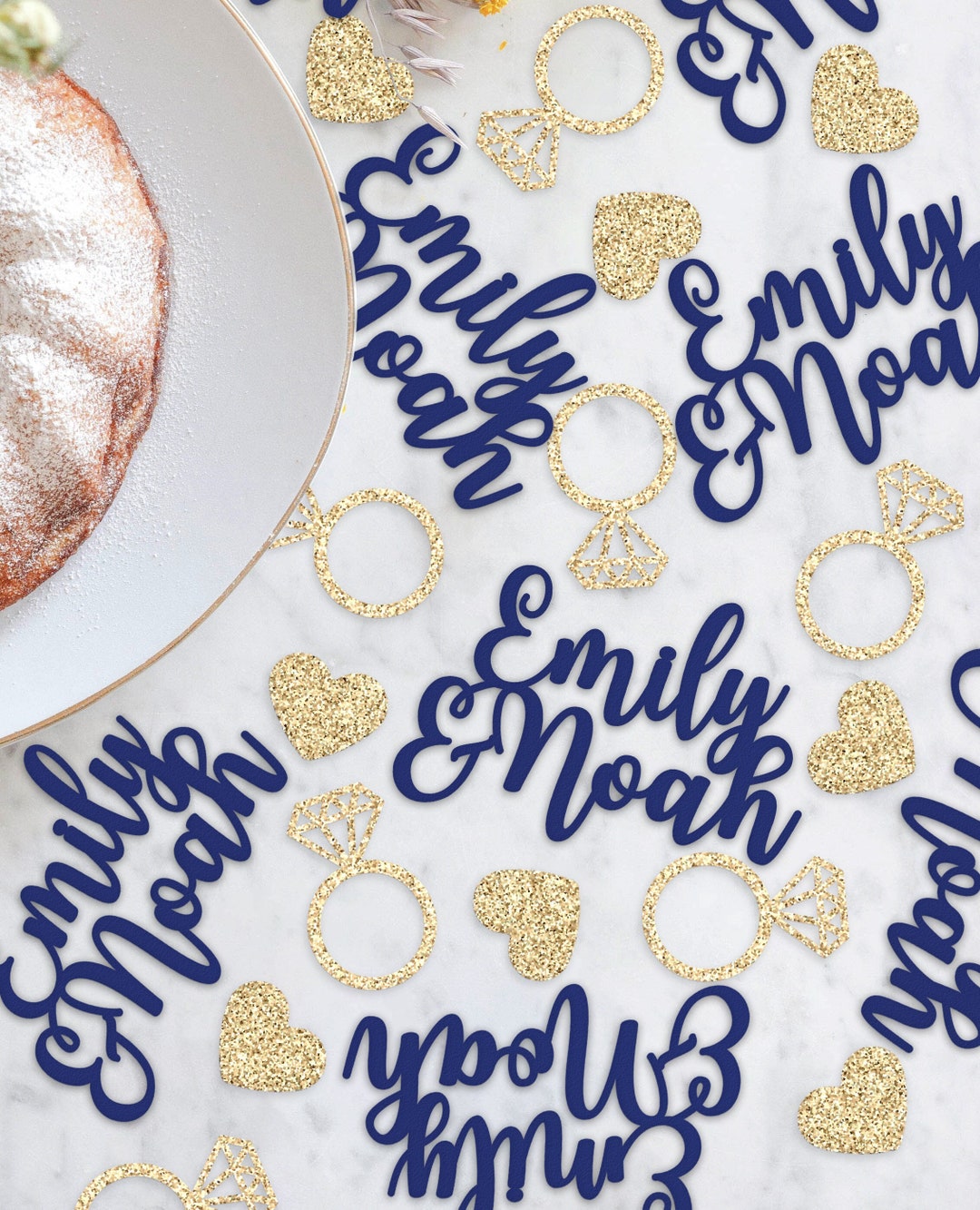 Name Confetti, Scatter Confetti, Diamond Ring, Wedding Party Table ...