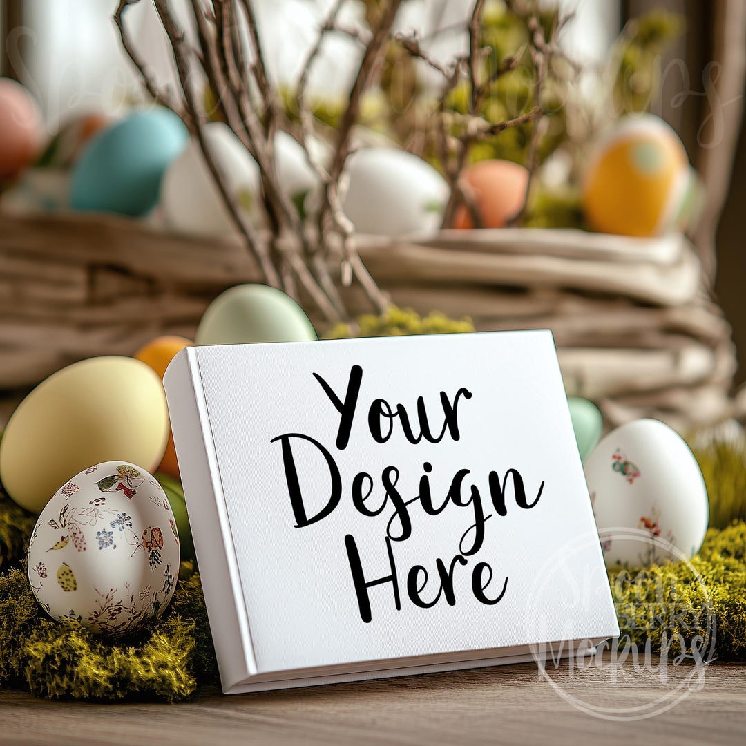 Easter Book Cover Mockup, Design Display Sell Photo, White Journal ...