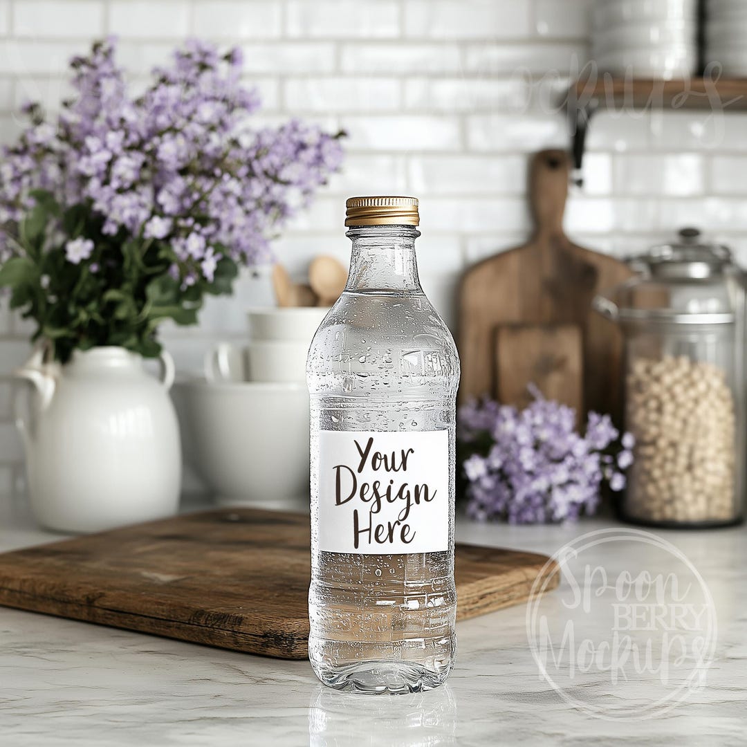 Water Bottle Mockup, Glass Bottle Label Mock Up, Instant Digital ...