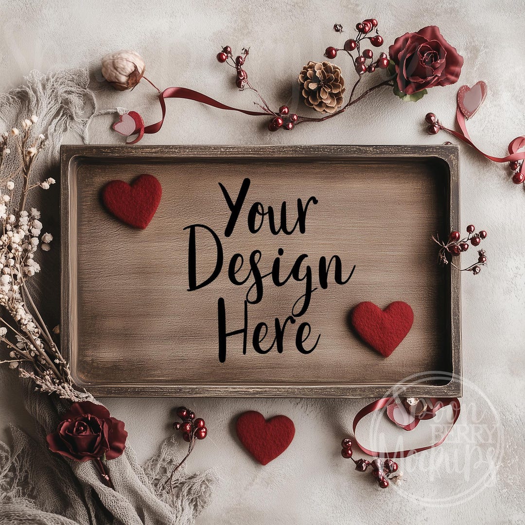 Serving Tray Mockup, Product Display Sell Photo, Blank Wooden Tray Mock ...