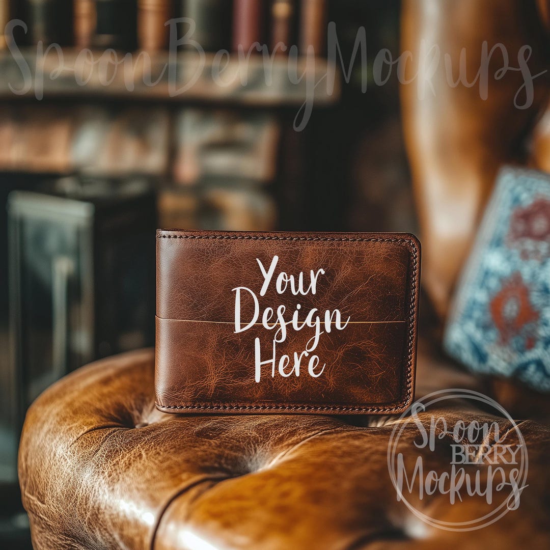 Wallet Mockup, Blank Brown Mock Up, Template Custom Photo, Laser ...