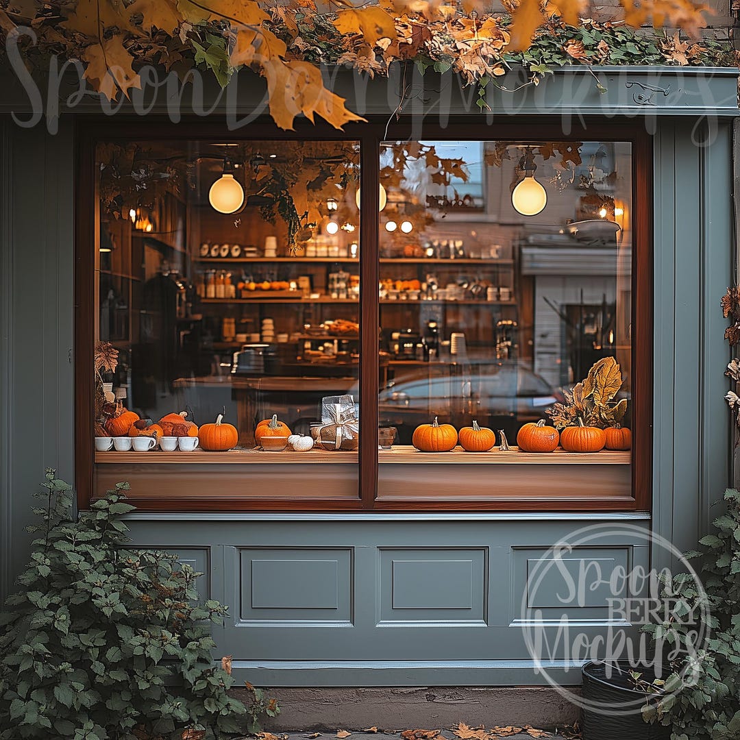 Store Front Mockup, Glass Window Blank Mock Up, Template Photo Fall ...