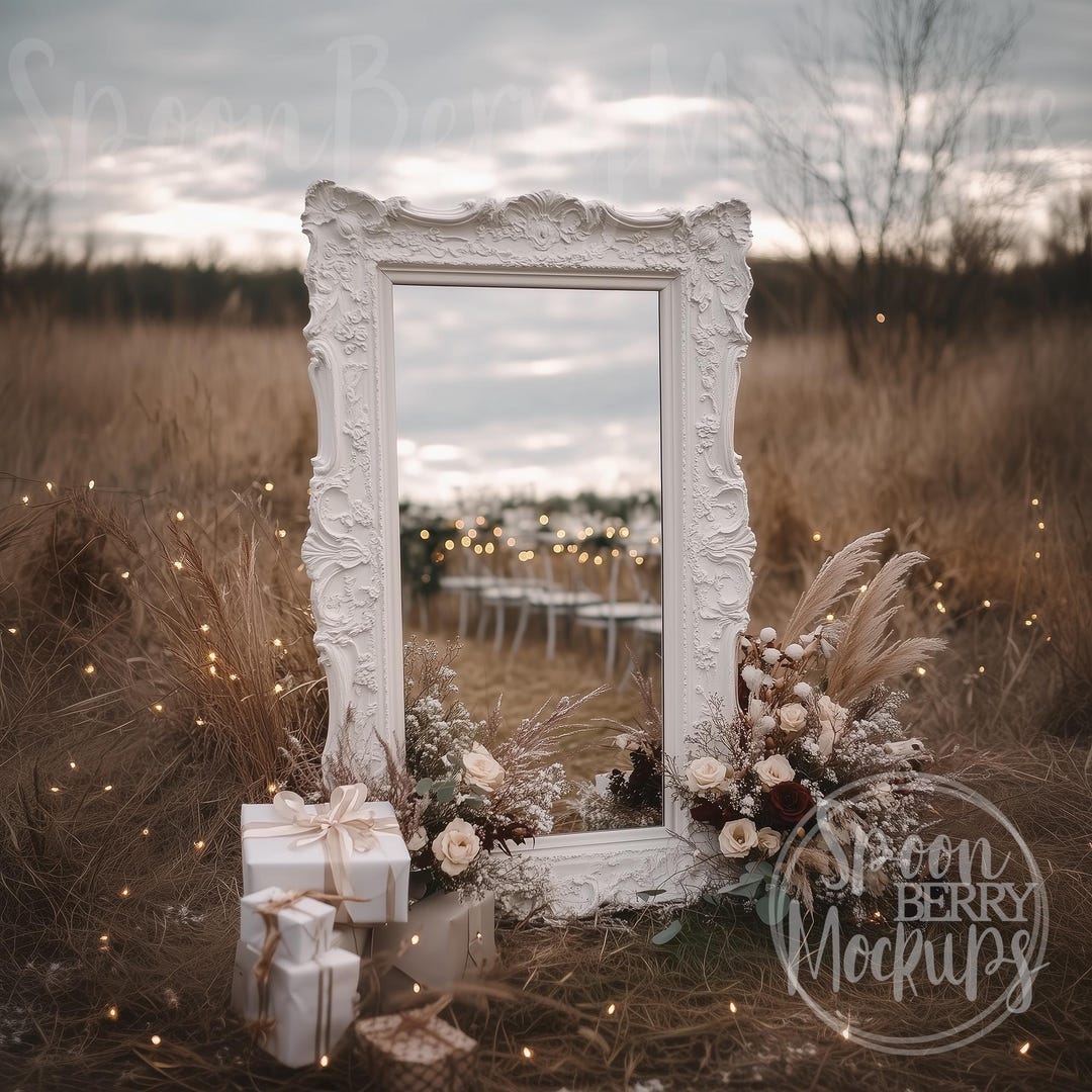 Mirror Mockup, Blank White Mirror Mock Up, Christmas Mirror, Outdoor ...