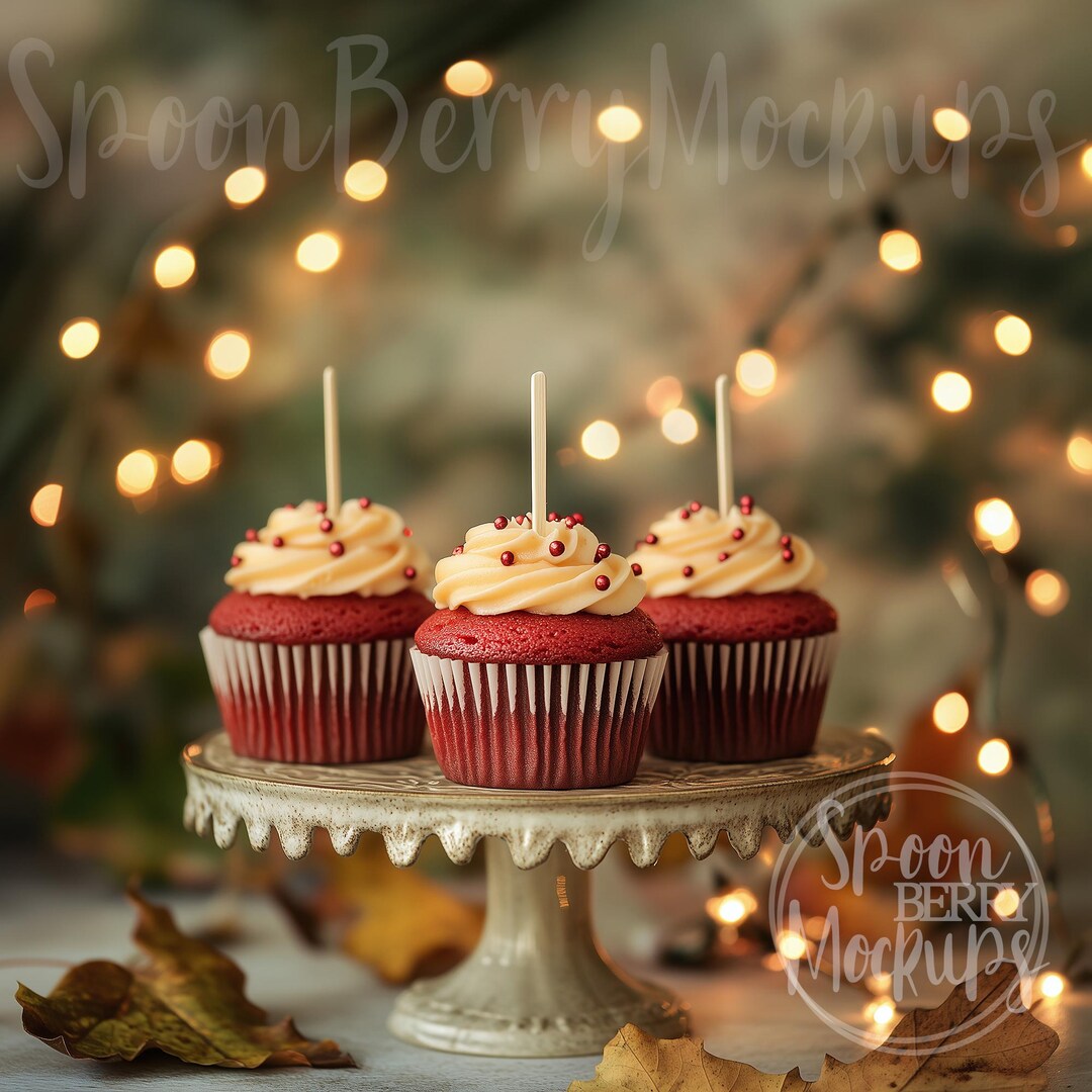 Cupcake Mockup, Blank Dessert Mock Up, Custom Cupcake Topper Sticks ...