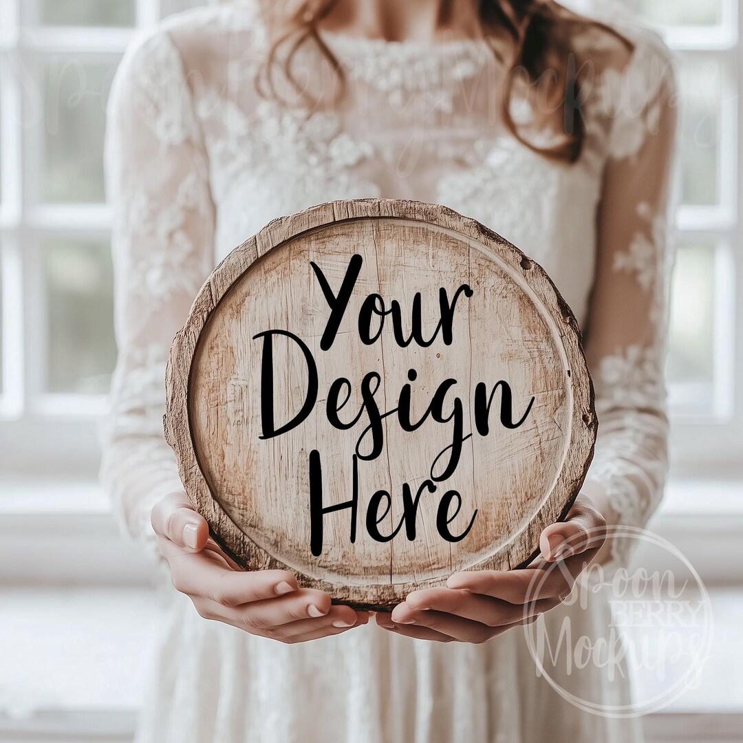 Wooden Round Mockup, Design Display Sell Photo, Blank Board Mock Up ...