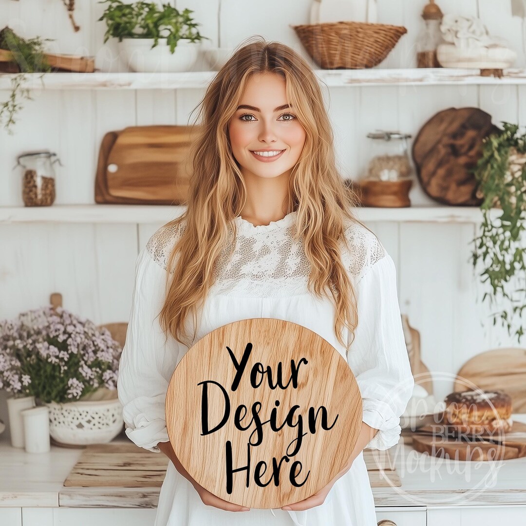 Wood Round Mockup, Design Display Sell Photo, Blank Simple Board Mock ...