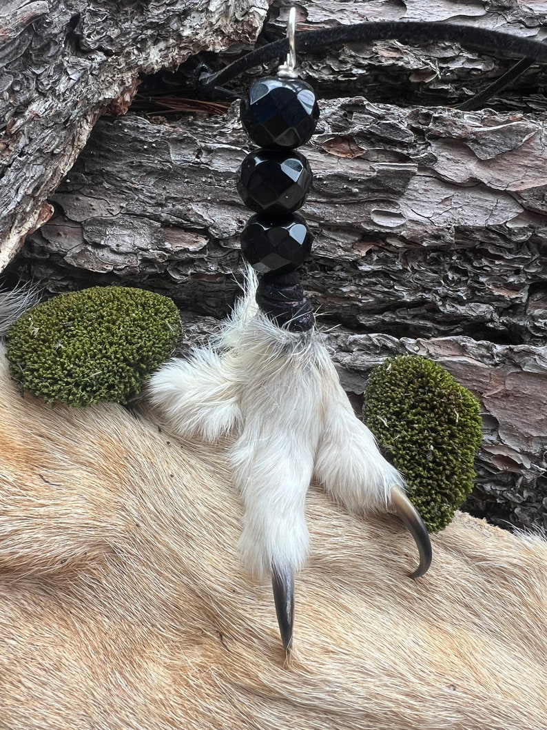 Owl Paw Pendant With Black Agate - Etsy