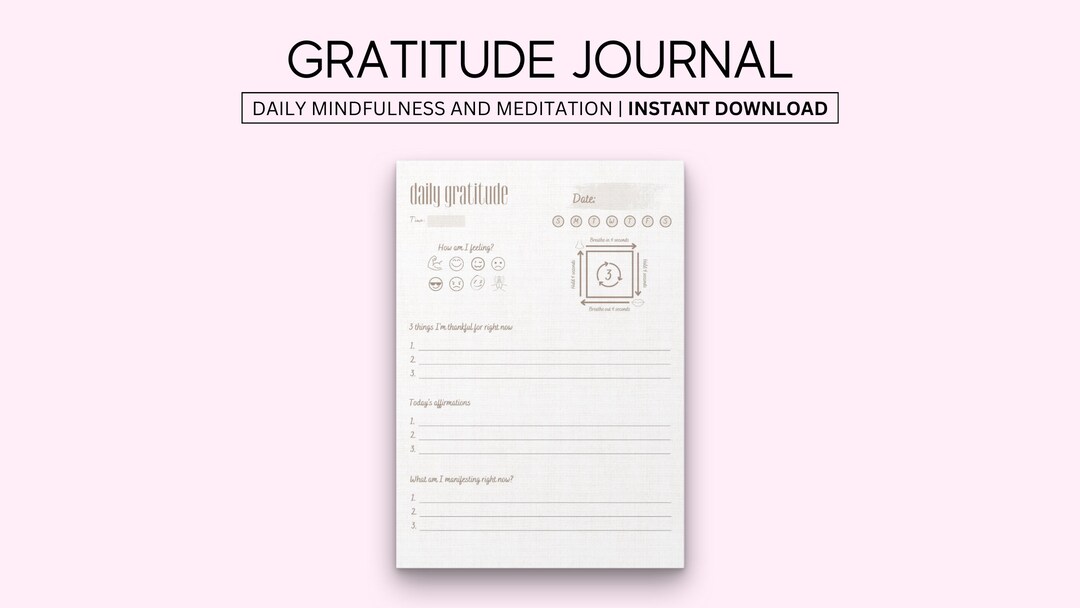 Daily Gratitude Journal Template | Printable and Digital Journal Page ...