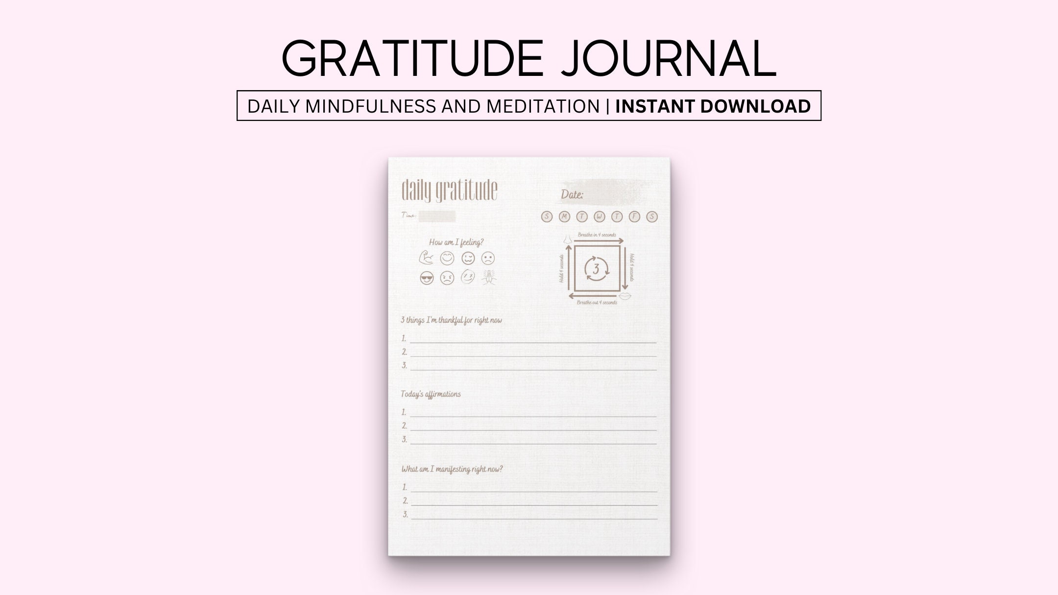 Daily Gratitude Journal Template | Printable and Digital Journal Page ...