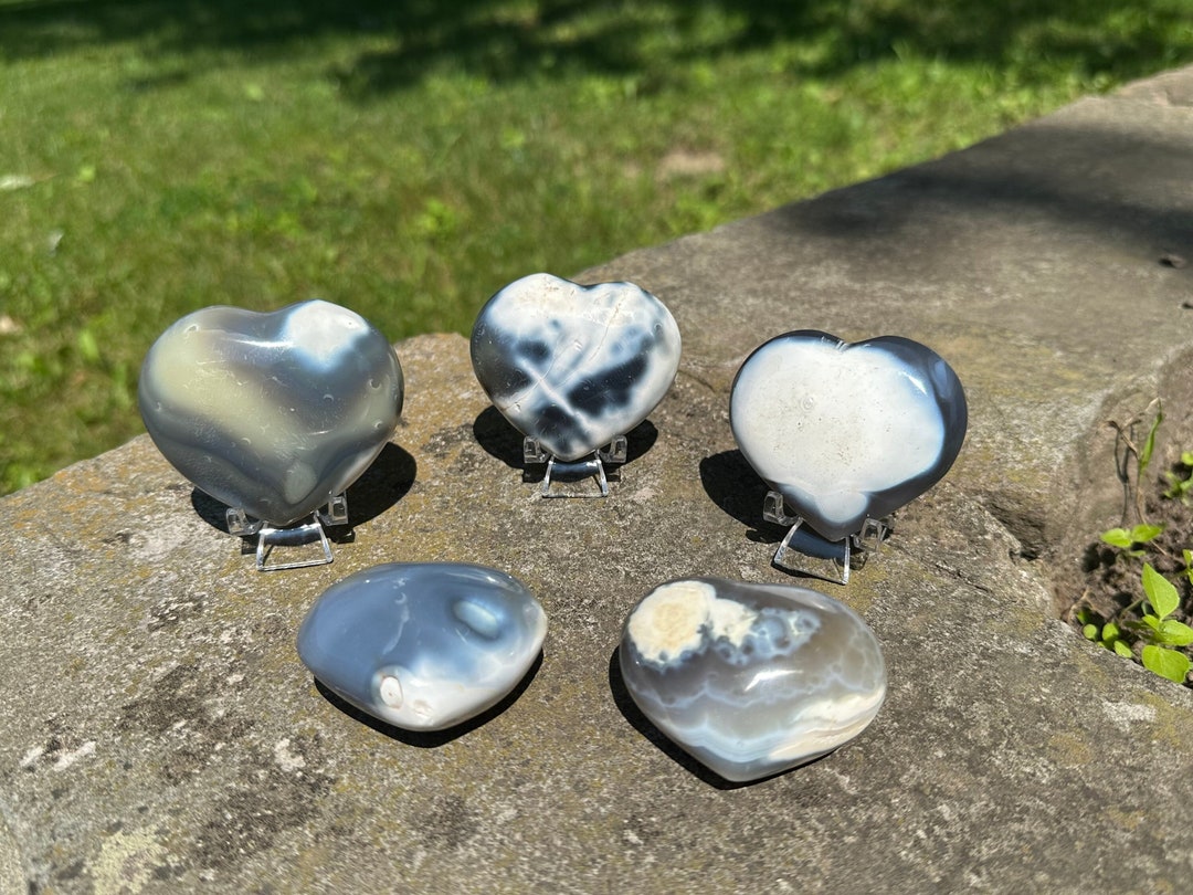 You Choose Orca Agate Heart Palm Stone | Crystal Meditation Stone ...