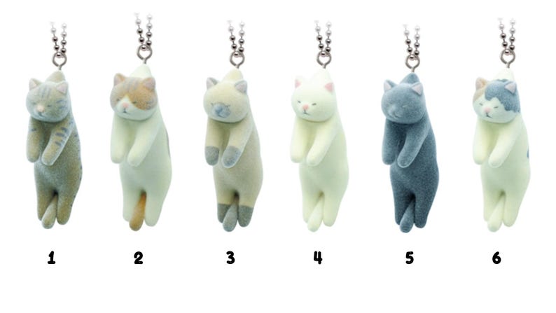 Pinched Cat Mascot Charm All 6 Types Capsule Toy Gacha Gashapon Japan ...