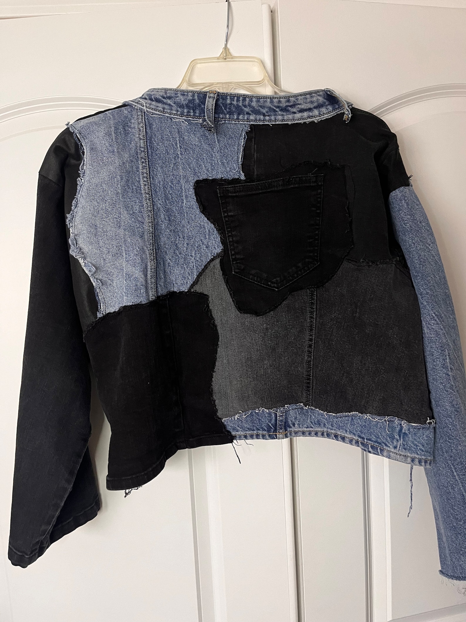 Reworked Denim Jacket, Scrap Jacket, Denim Patchwork Lightweight Jacket, Fall Jean Coat for ...