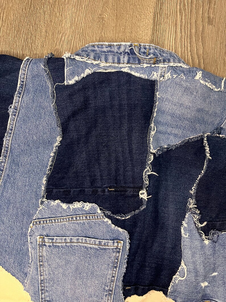 Reworked Denim Jacket, Scrap Jacket, Denim Patchwork Lightweight Jacket ...