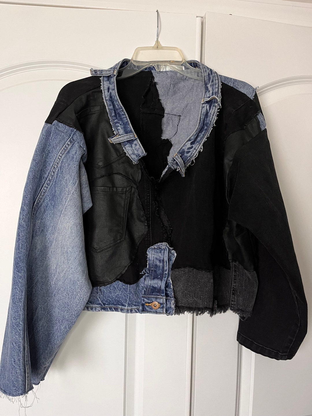 Reworked Denim Jacket, Scrap Jacket, Denim Patchwork Lightweight Jacket ...