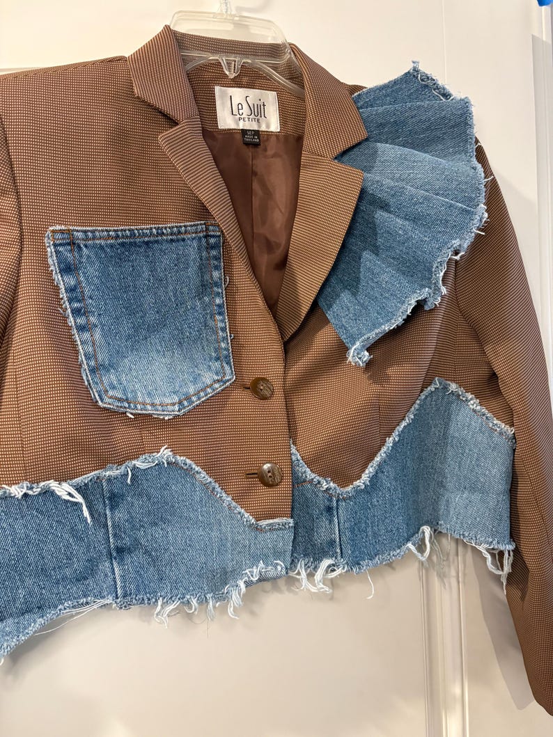 Reworked Denim Jacket, Scrap Jacket, Denim Patchwork Lightweight Jacket ...
