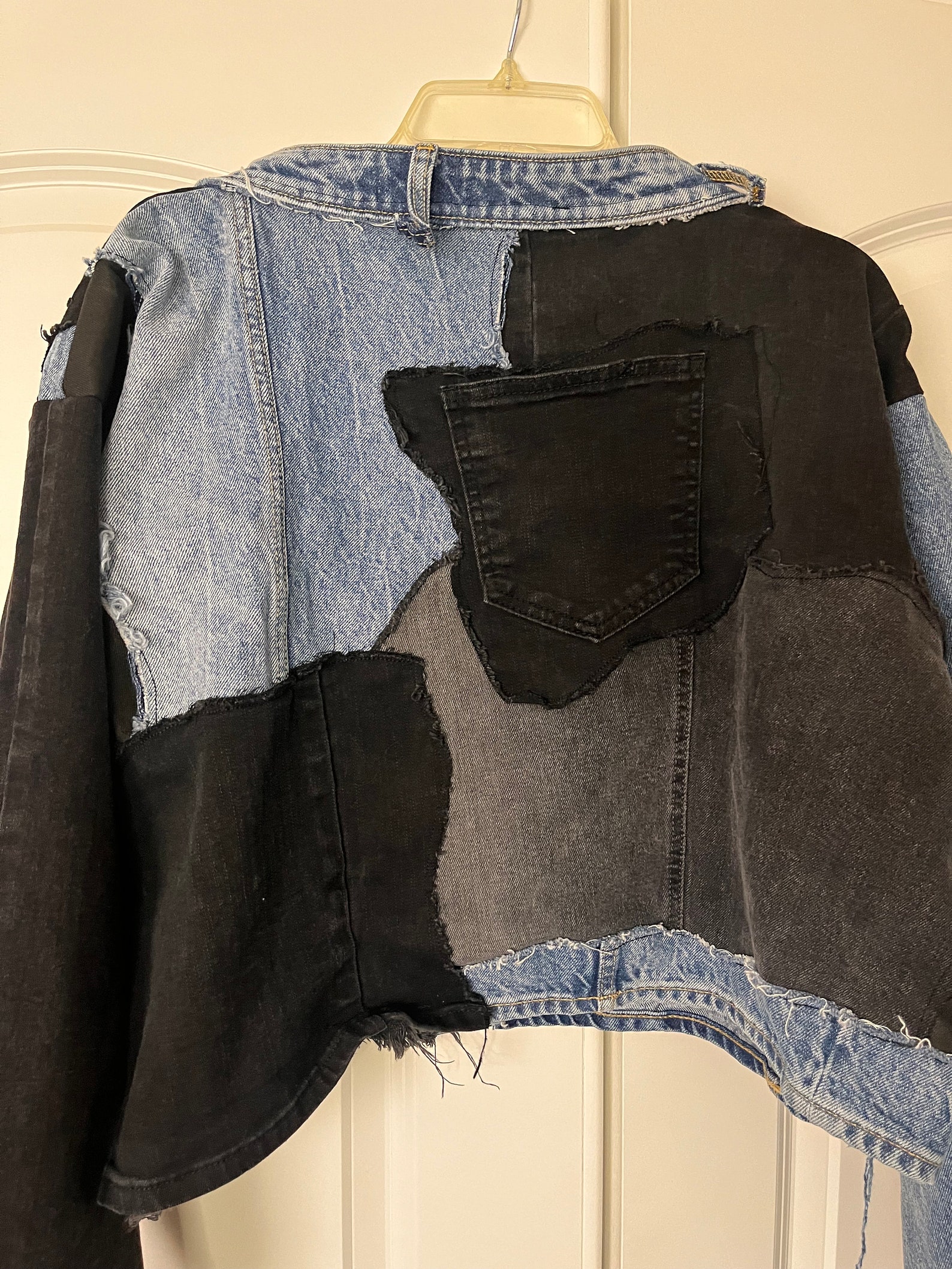 Reworked Denim Jacket, Scrap Jacket, Denim Patchwork Lightweight Jacket ...