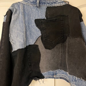 Reworked Denim Jacket, Scrap Jacket, Denim Patchwork Lightweight Jacket ...