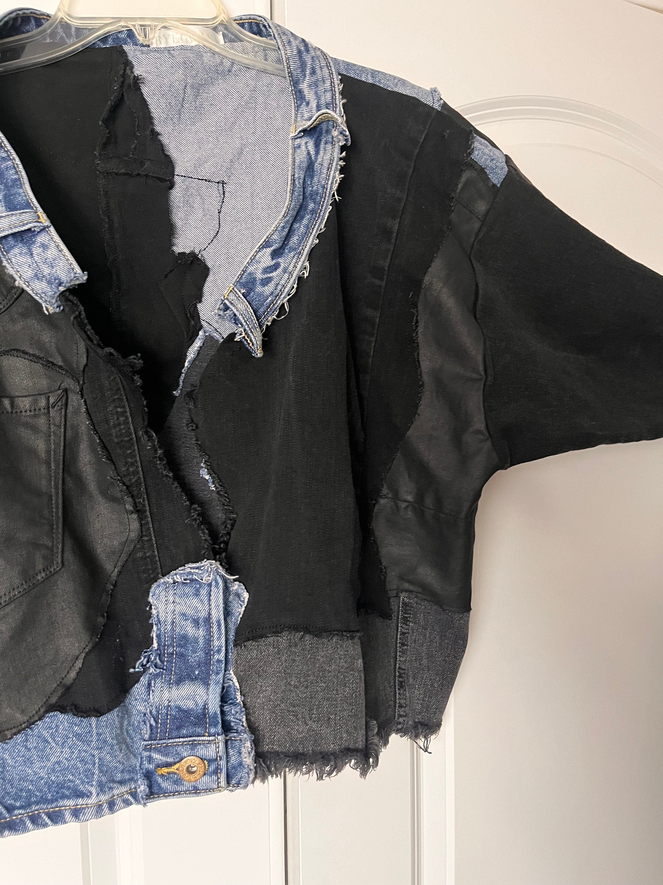 Reworked Denim Jacket, Scrap Jacket, Denim Patchwork Lightweight Jacket ...