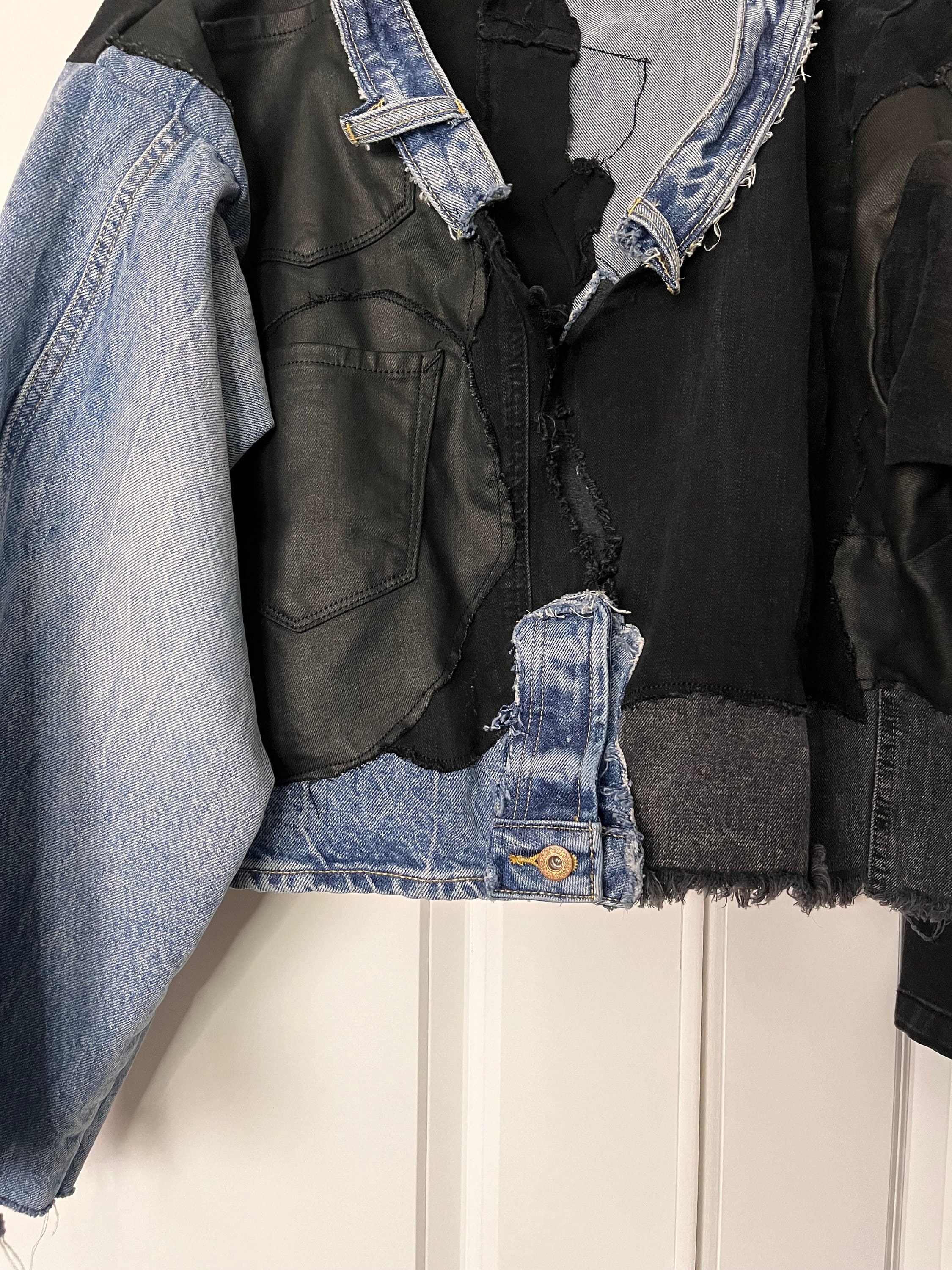 Reworked Denim Jacket, Scrap Jacket, Denim Patchwork Lightweight Jacket ...