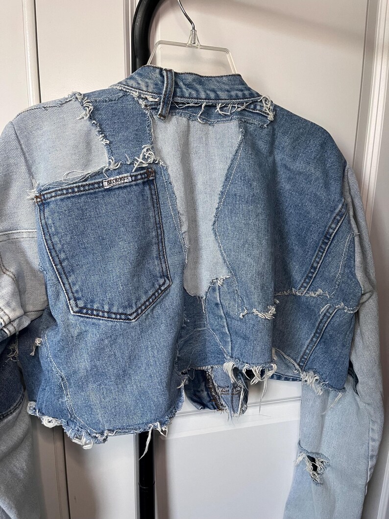 Reworked Denim Jacket, Scrap Jacket, Denim Patchwork Lightweight Jacket ...