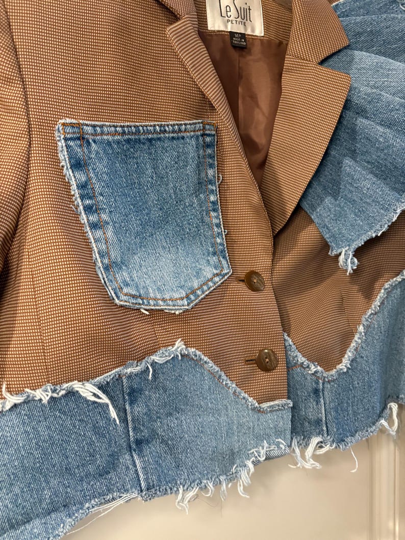 Reworked Denim Jacket, Scrap Jacket, Denim Patchwork Lightweight Jacket ...