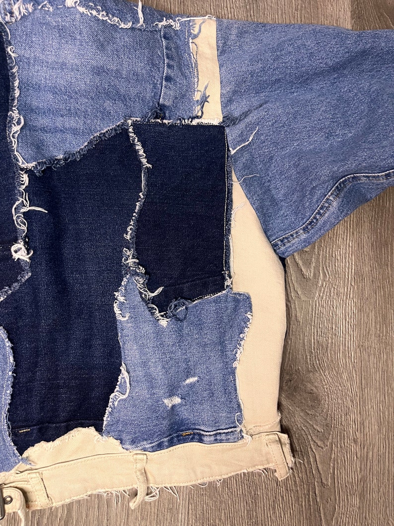 Reworked Denim Jacket, Scrap Jacket, Denim Patchwork Lightweight Jacket ...