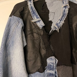 Reworked Denim Jacket, Scrap Jacket, Denim Patchwork Lightweight Jacket ...