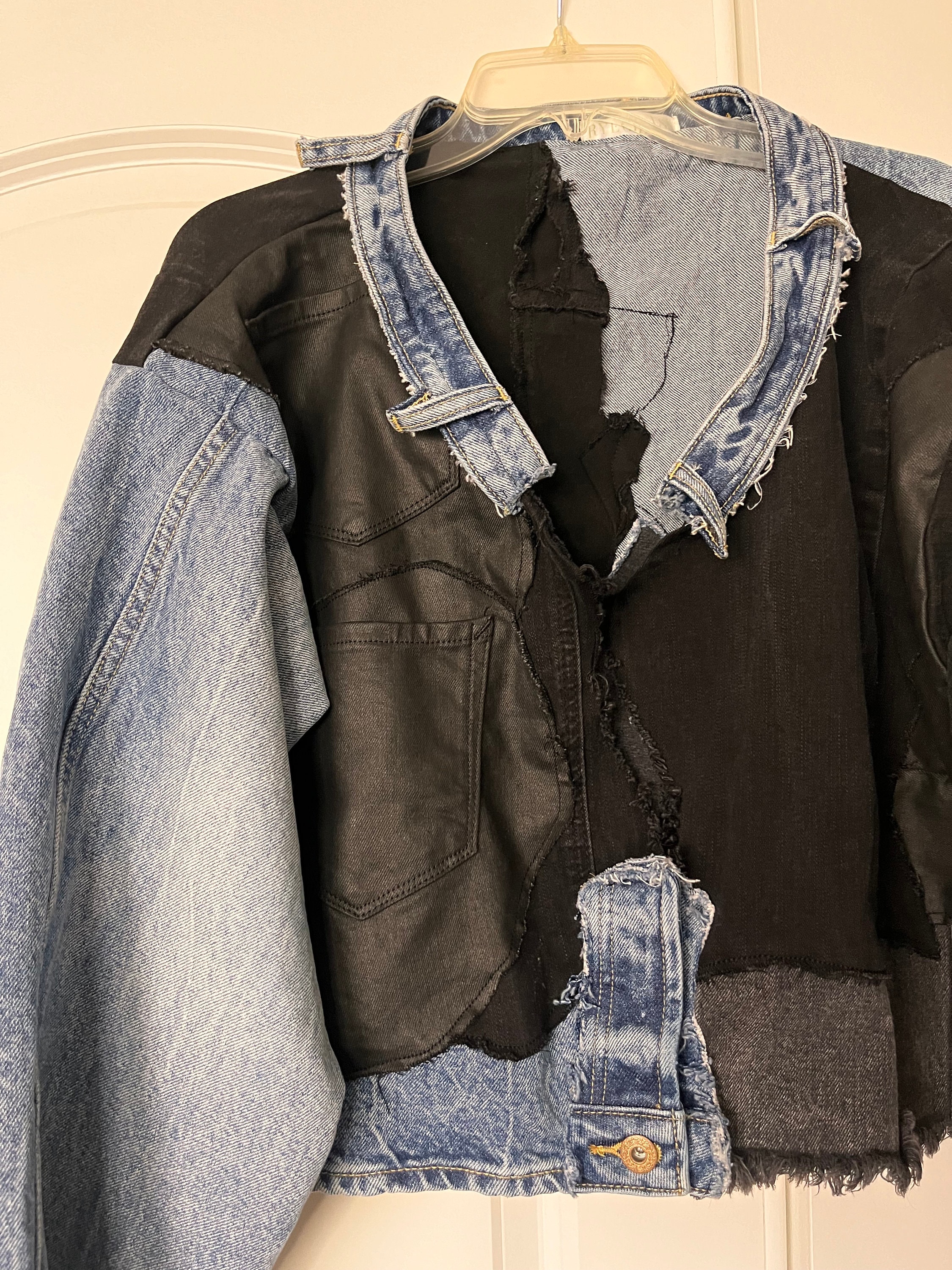 Reworked Denim Jacket, Scrap Jacket, Denim Patchwork Lightweight Jacket ...