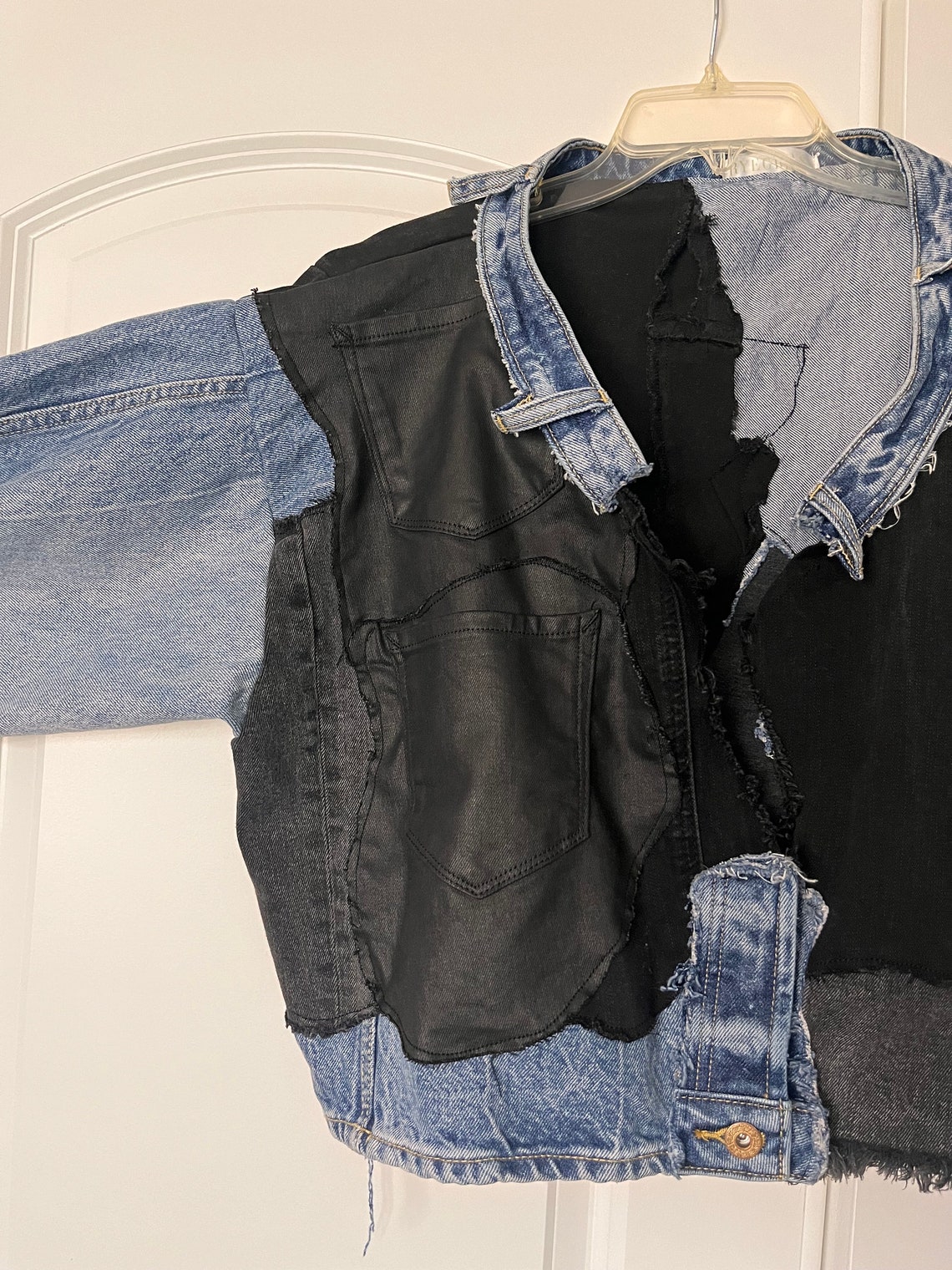 Reworked Denim Jacket, Scrap Jacket, Denim Patchwork Lightweight Jacket ...