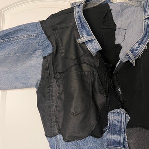 Reworked Denim Jacket, Scrap Jacket, Denim Patchwork Lightweight Jacket ...