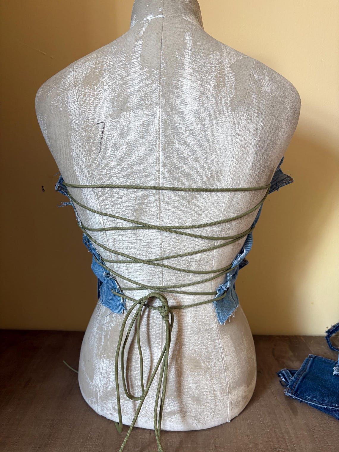 Upcycled Denim Pocket Corset Top, Jean Bustier, Handmade - Etsy