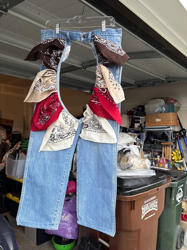 Women’s Denim Chaps, Reworked Jeans With Bandana, Cowboy Carter ...