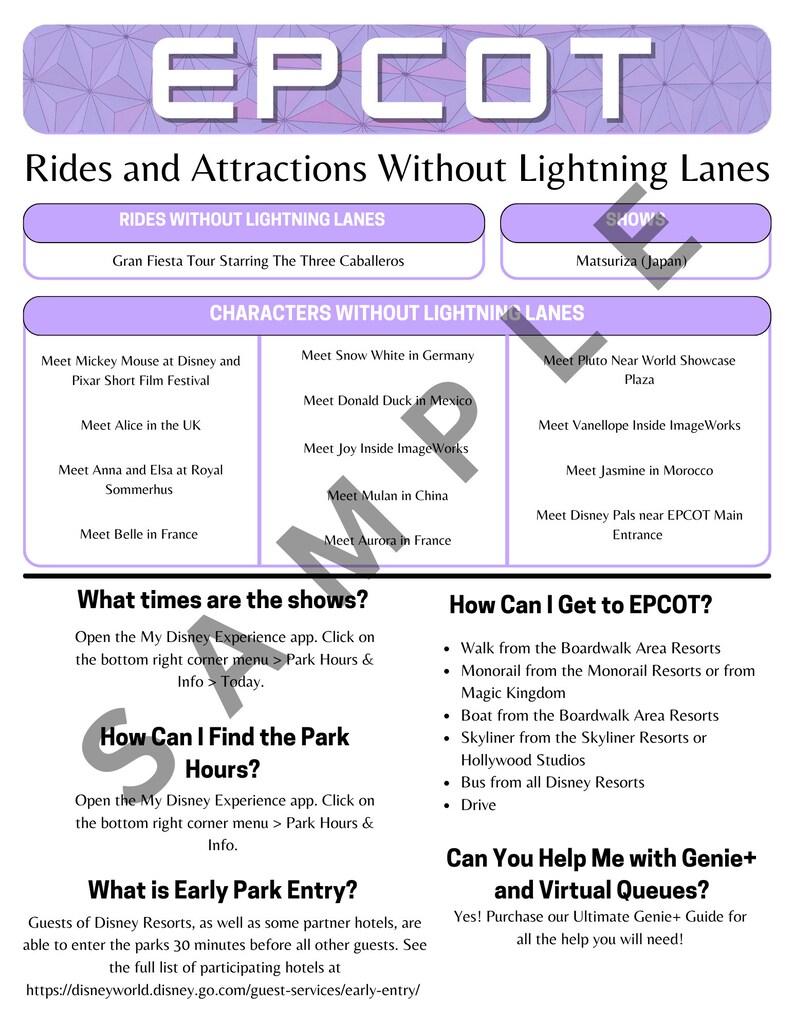 EPCOT Park Day Planner 2024 WDW Planner Instant Download, Editable ...