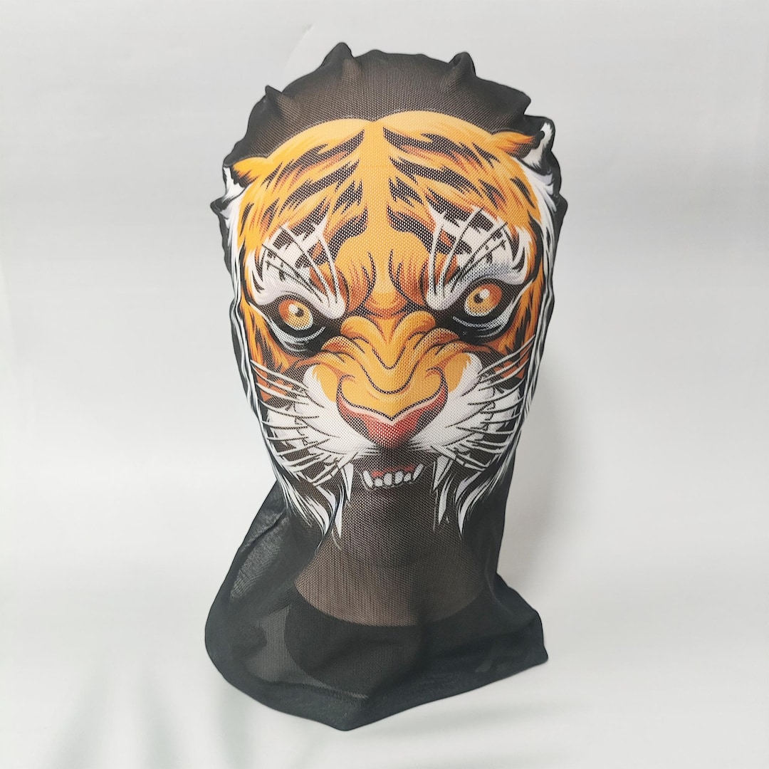 Scary Tiger Mesh Halloween Mask, Funny Animal Head Cover Hood for ...