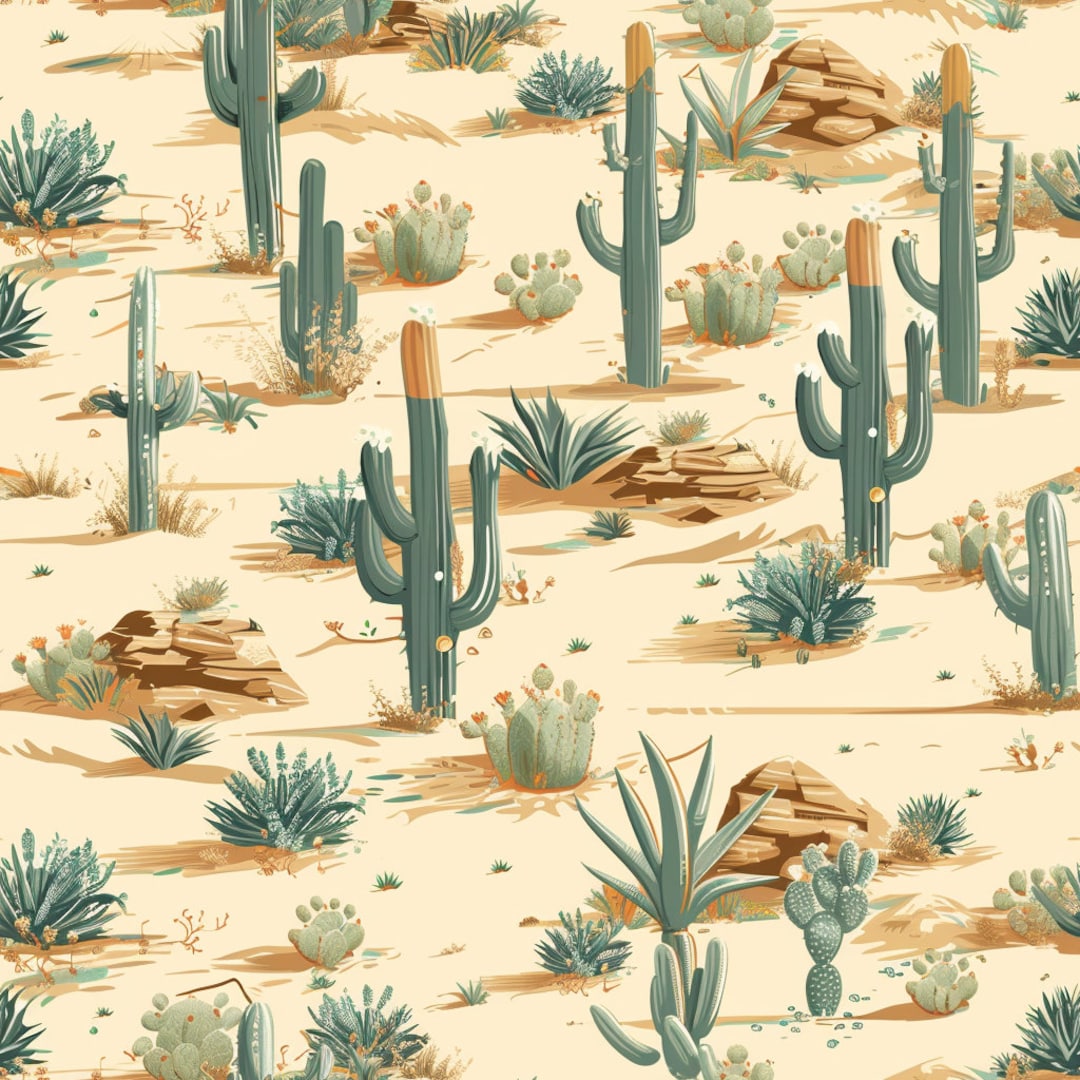 Western Theme With Cactus #1 (seamless Pattern) - Etsy