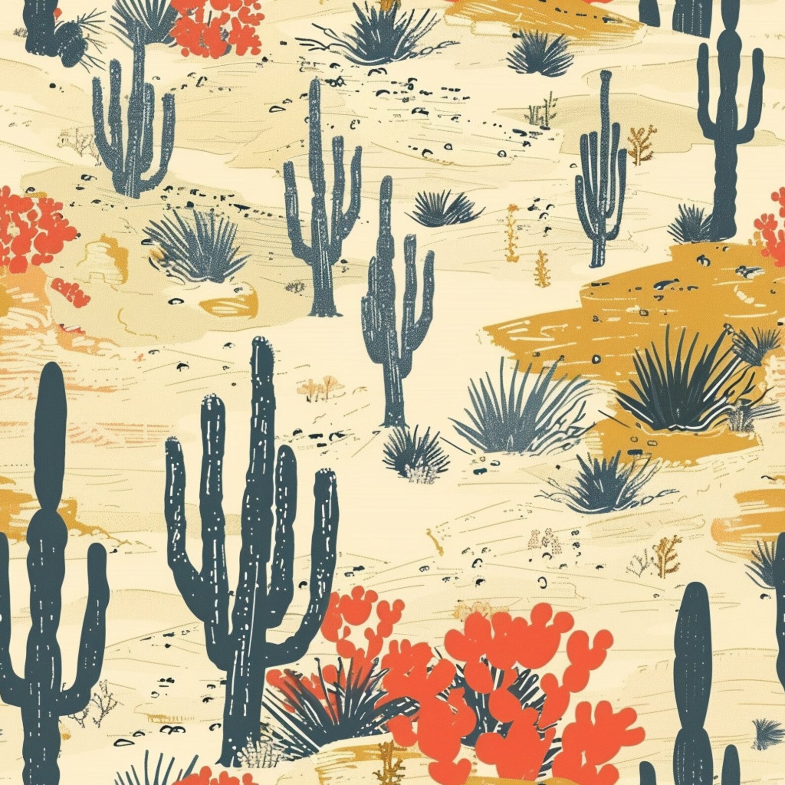 Western Theme With Cactus #3 (seamless Pattern) - Etsy