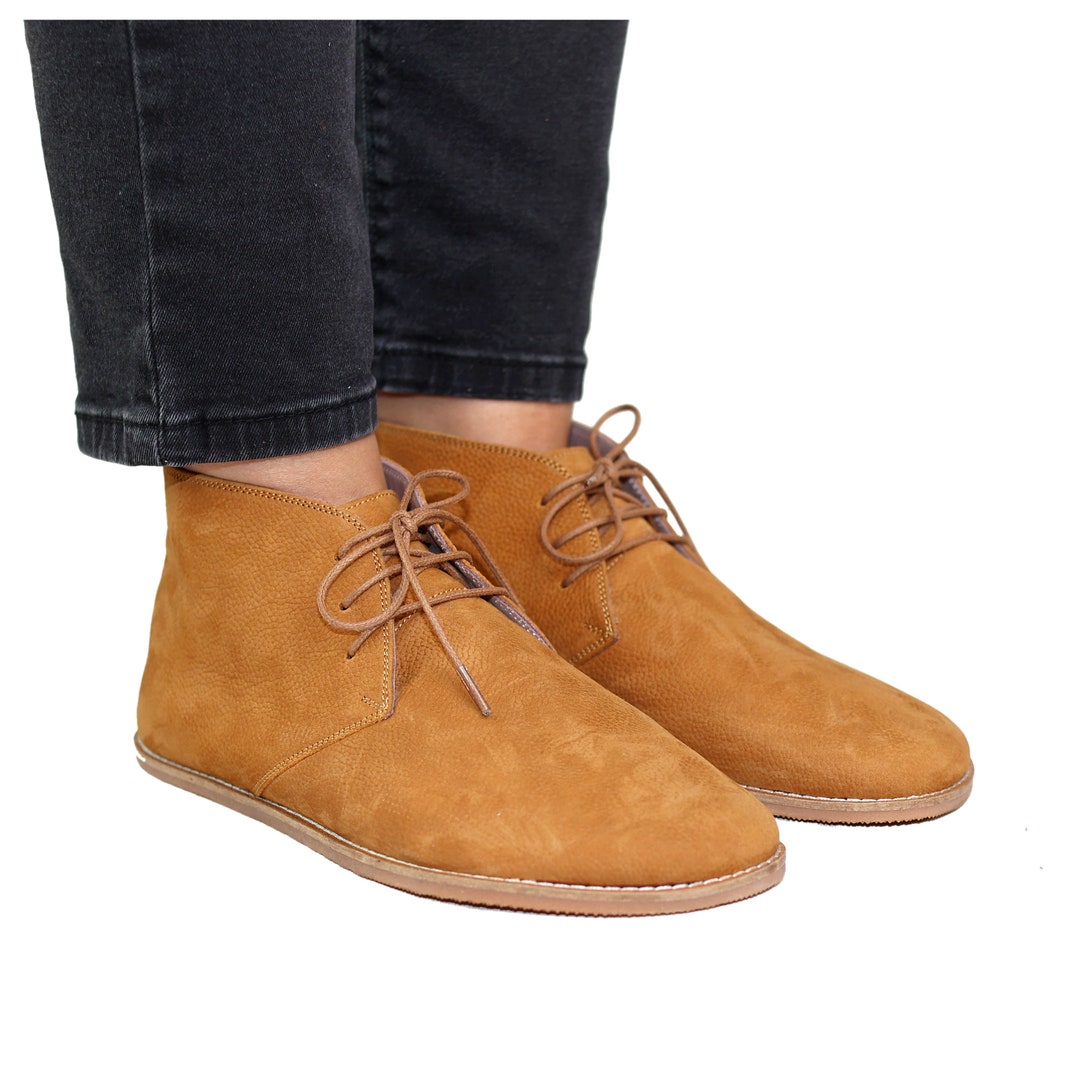 Women Barefoot TAN ANKLE BOOT Nubuck Women Half Boots, Barefoot Leather ...