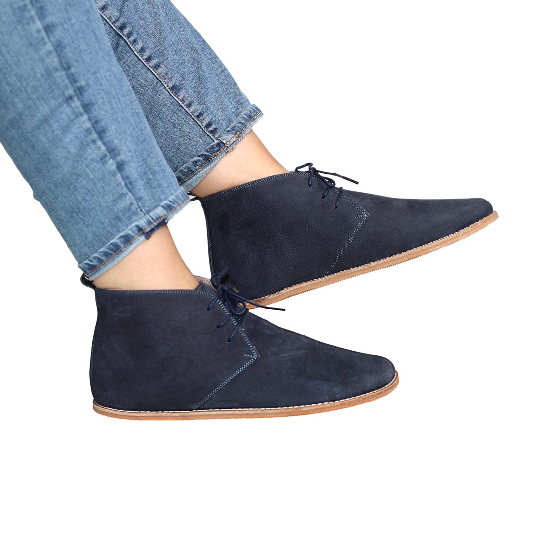 Men Barefoot Navy Blue ANKLE BOOT Nubuck Men Half Boots, Barefoot ...
