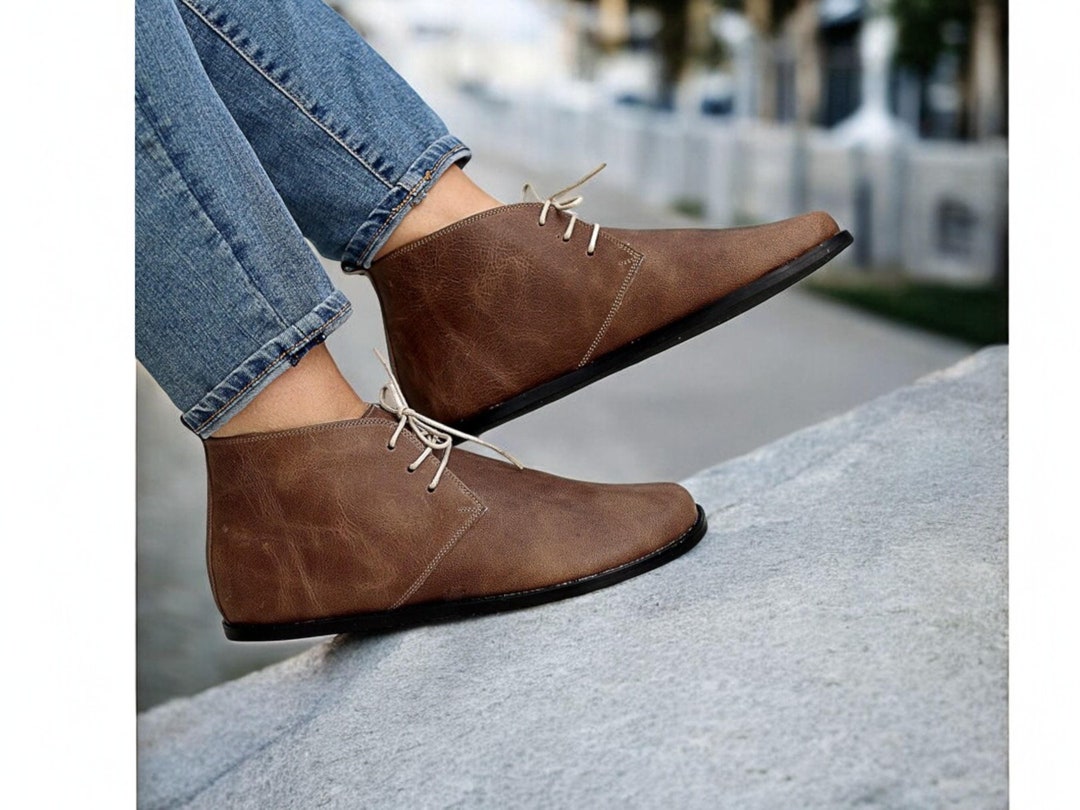 Men Barefoot SAND ANKLE BOOT Crazy Men Half Boots, Barefoot Leather ...