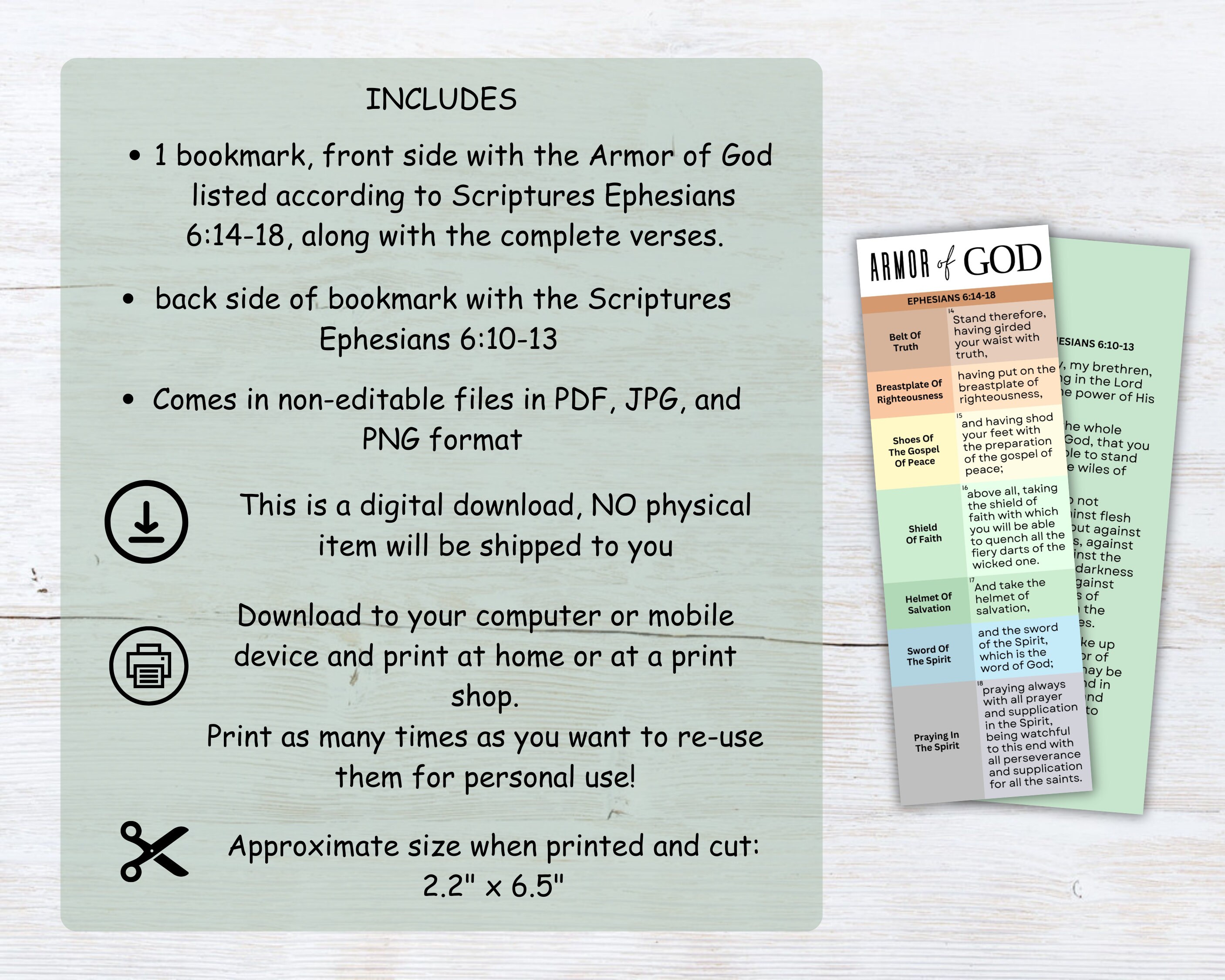 Armor of God Ephesians 6:10 Bookmark, Full Armor of God, Ephesians 6 10 ...