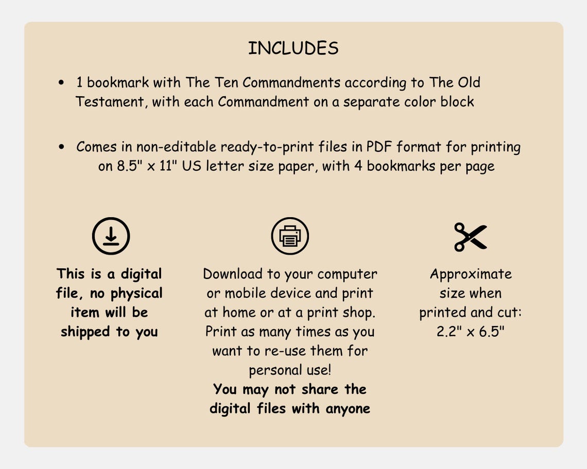 The Ten Commandments, Ten Commandments Printable Bookmark, Ten ...