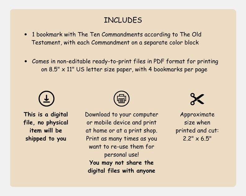 The Ten Commandments, Ten Commandments Printable Bookmark, Ten ...