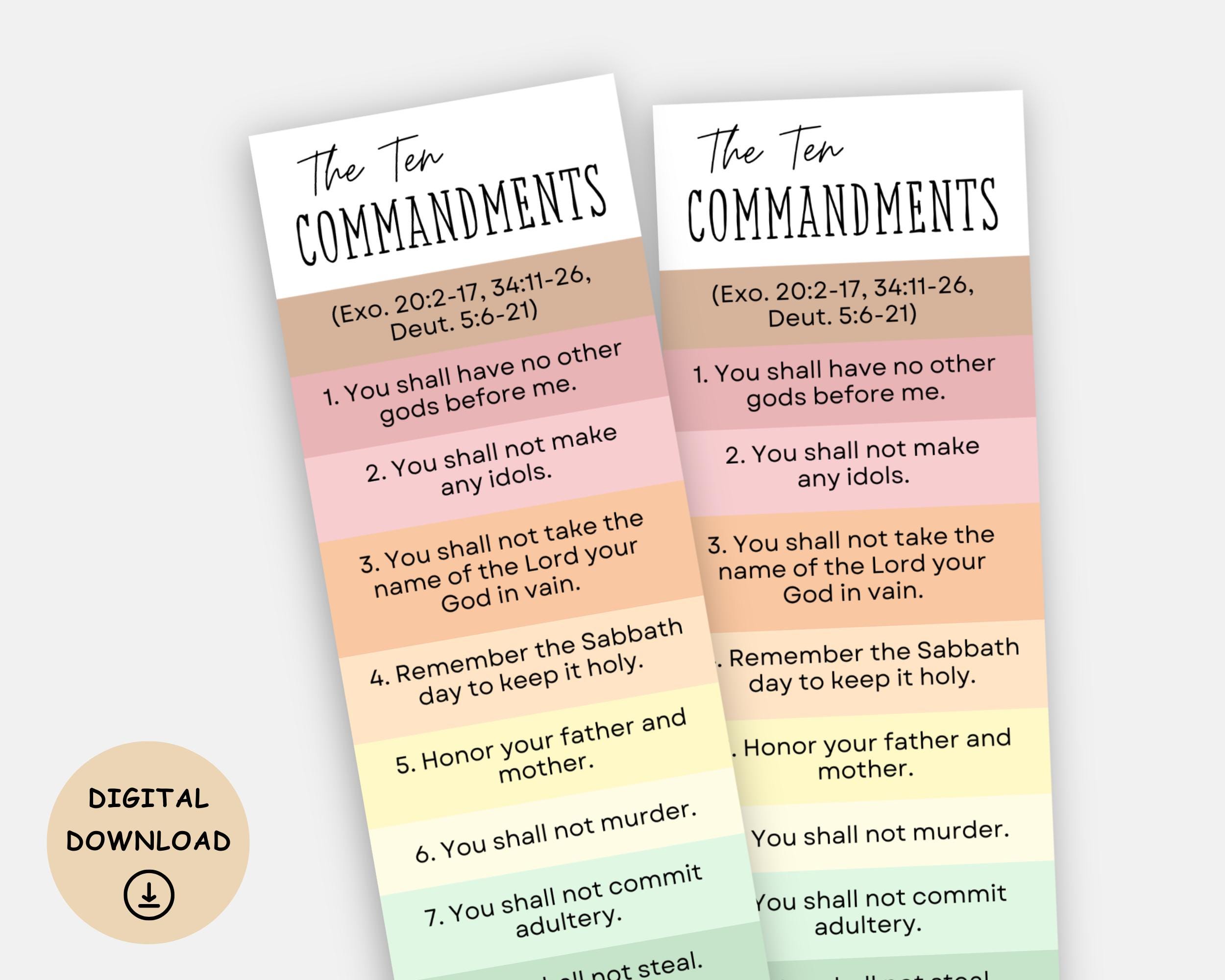 The Ten Commandments, Ten Commandments Printable Bookmark, Ten ...
