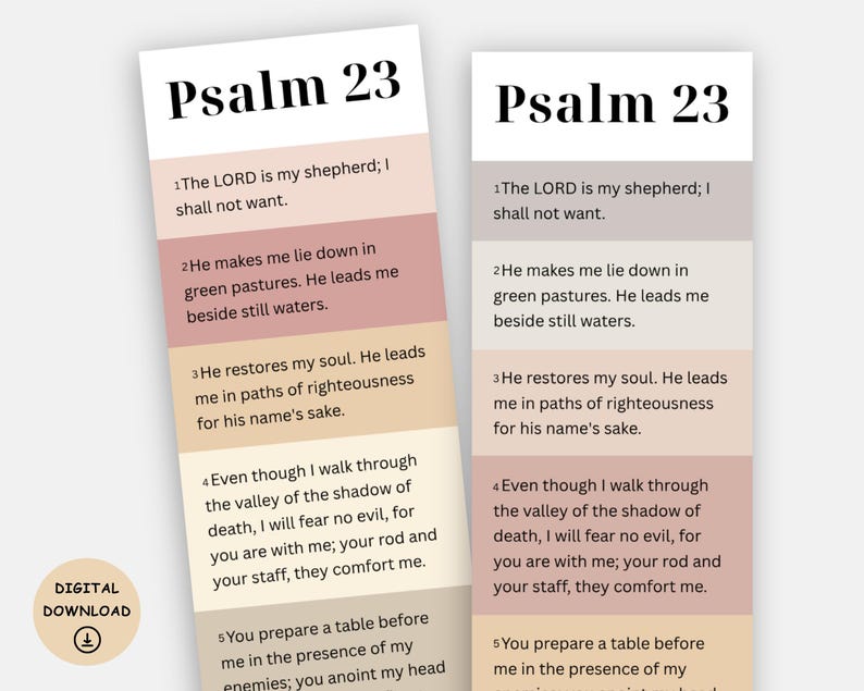 Psalm 23 Book Mark Printable, the Lord is My Shepherd Bookmark, PDF and ...