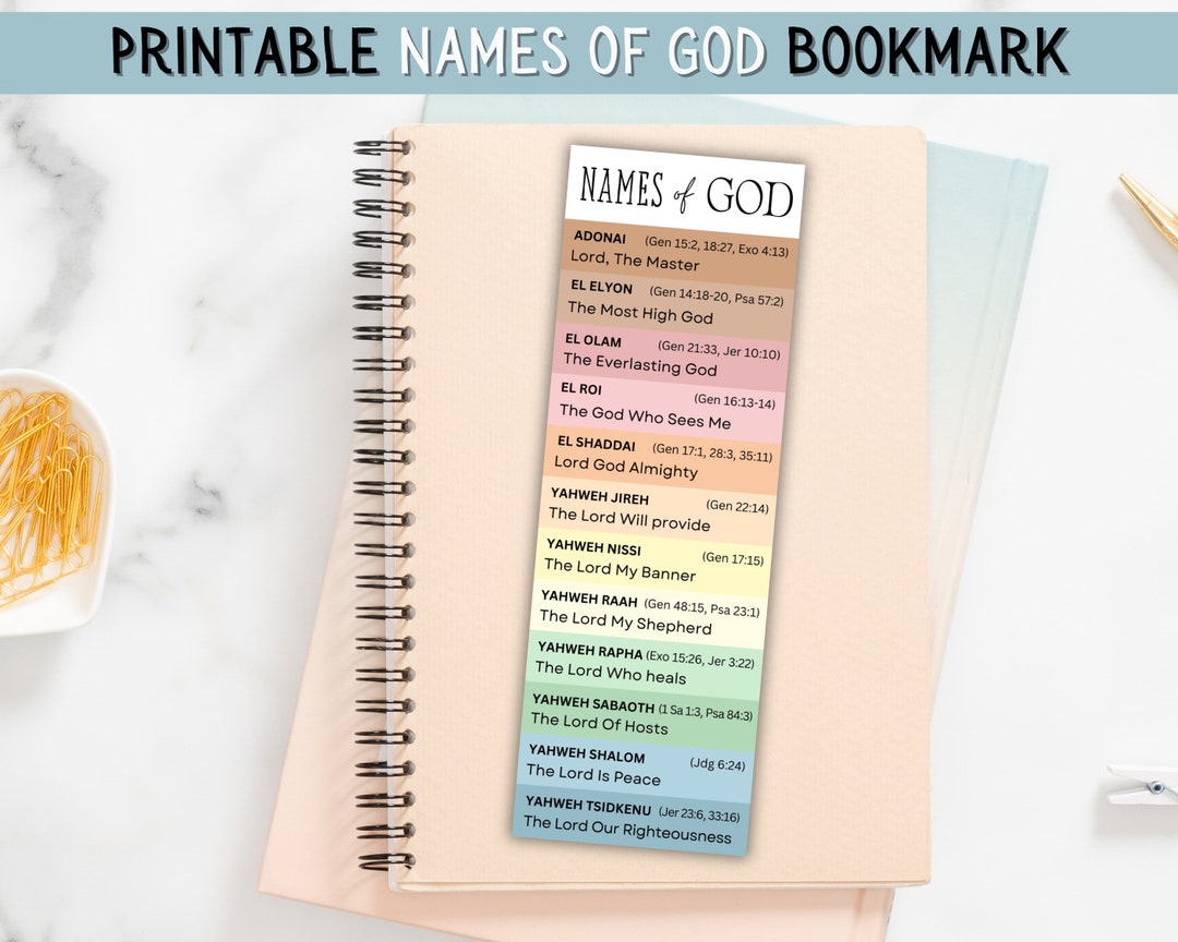 Names of God Bookmark, Attributes of God, Printable Bible Bookmark ...